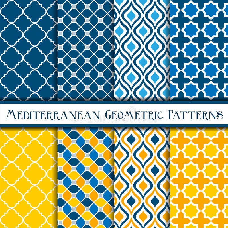 Collection of Mediterranean Geometric Patterns Stock Vector ...
