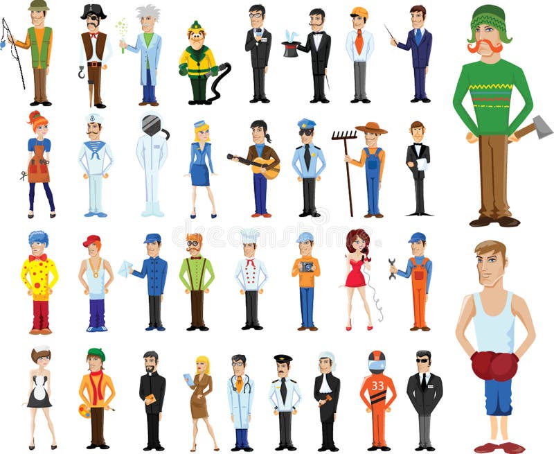 Collection of Men and Women People Workers of Various Different ...