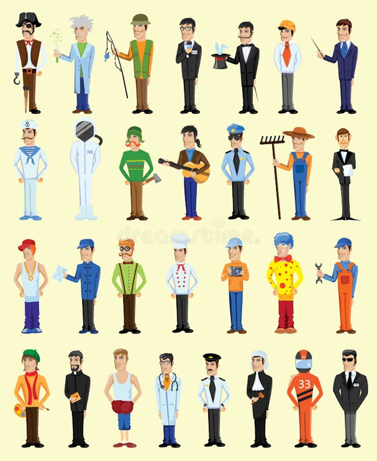 Collection of Men and Women People Workers of Various Different ...