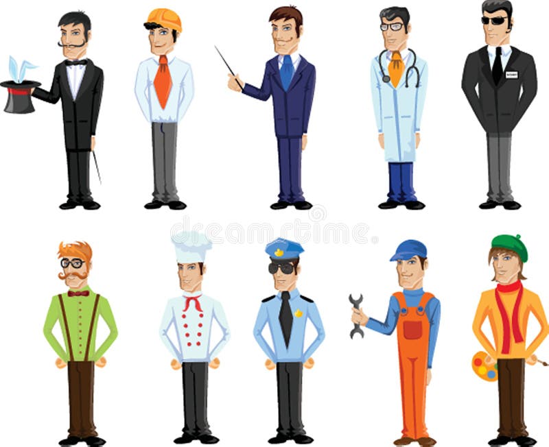 Collection of Men and Women People Workers of Various Different ...