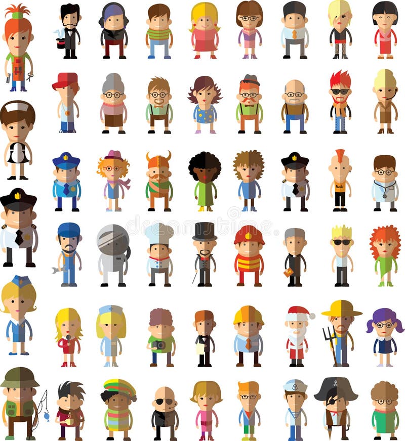 Collection of Men and Women People Workers of Various Different ...