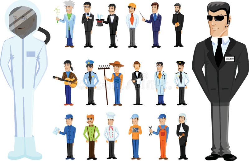 Collection of Men and Women People Workers of Various Different ...