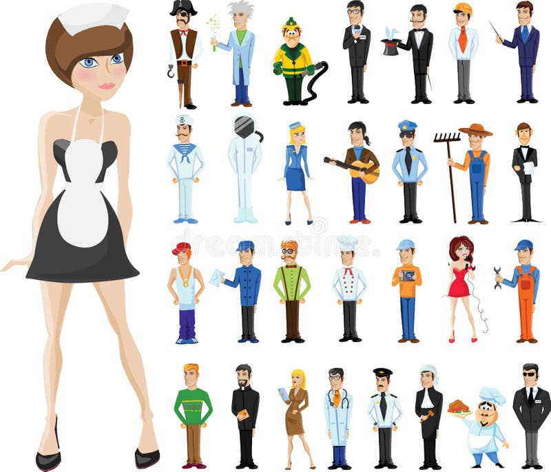 Collection of Men and Women People Workers of Various Different ...