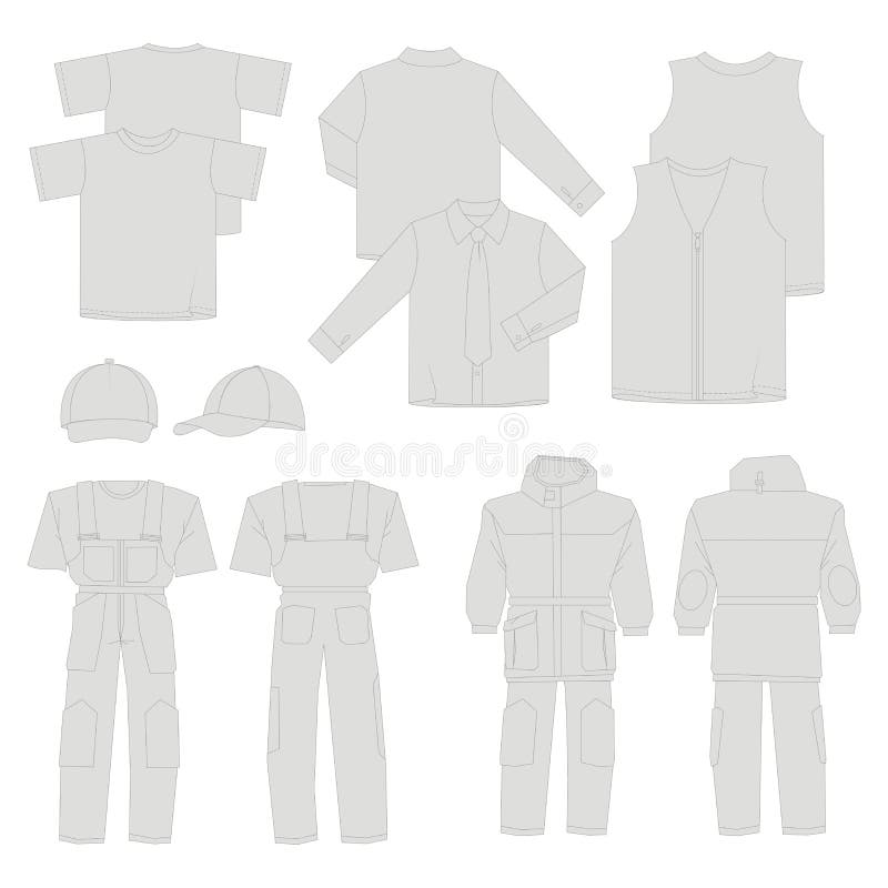 Collection of Men Work Clothes Stock Vector - Illustration of baseball ...