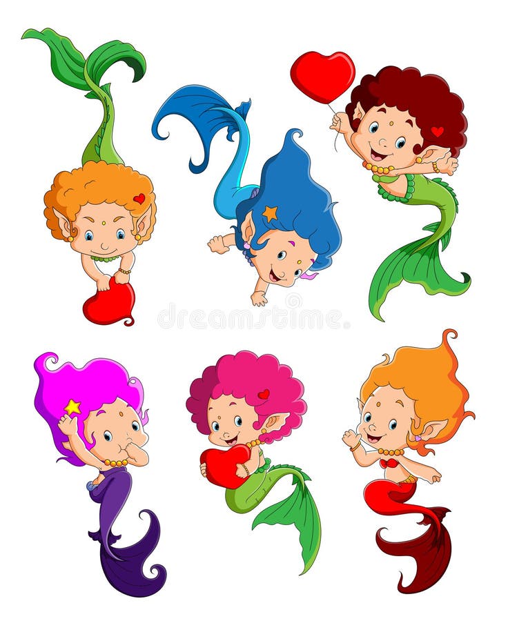 The Collection of the Mermaids with the Different Pose Stock Vector ...