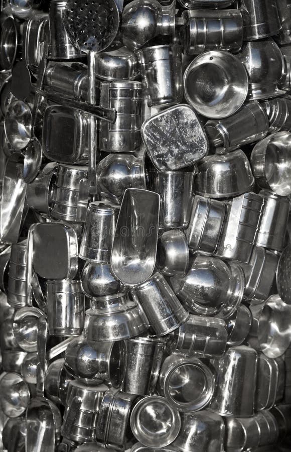 Collection of Metal Containers Stock Photo - Image of tankards ...