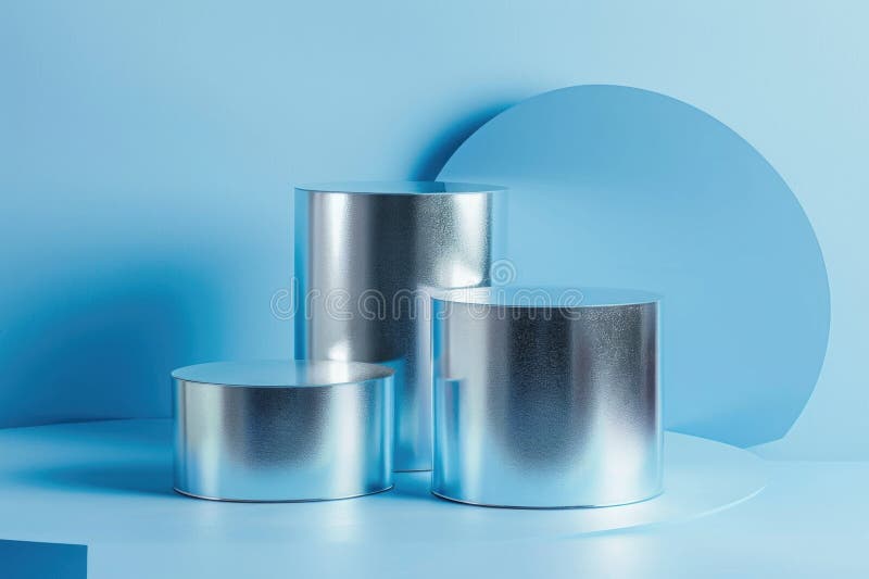 A Collection of Metal Containers Stacked on a Table Surface Stock Photo ...