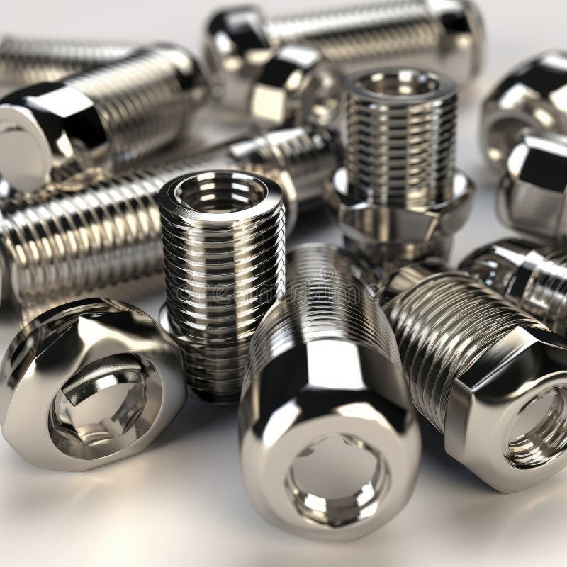 Collection of Metal Steel Nuts, Bolts, and Screws. Generative AI Stock ...