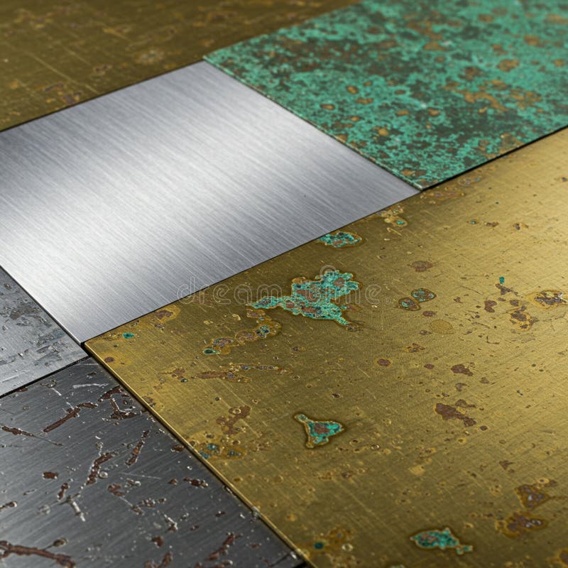 A Collection of Metal Sheets with Various Textures and Colors. the ...