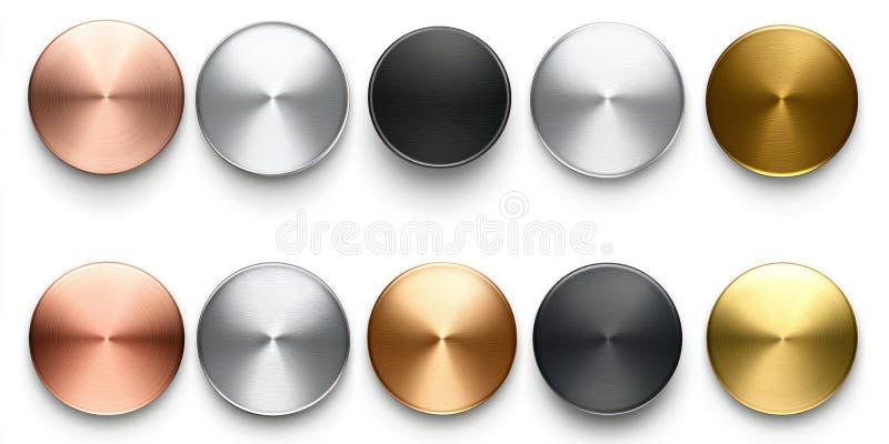 Collection of Metallic Textured Buttons in Various Colors on White ...