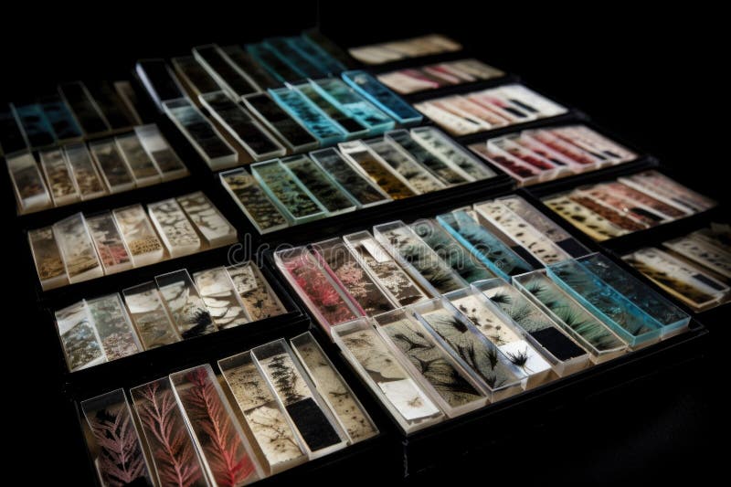 Collection of Microscope Slides, Each Showcasing a Different Specimen ...