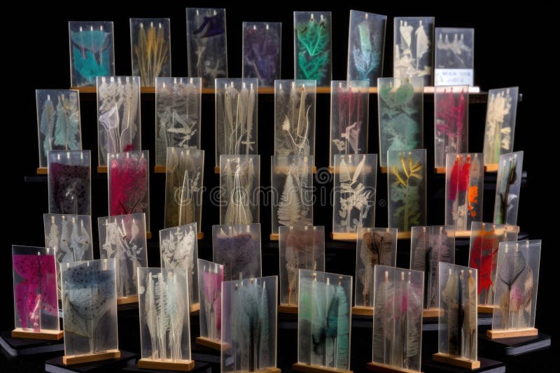 Collection of Microscope Slides, Each Showcasing a Different Specimen ...