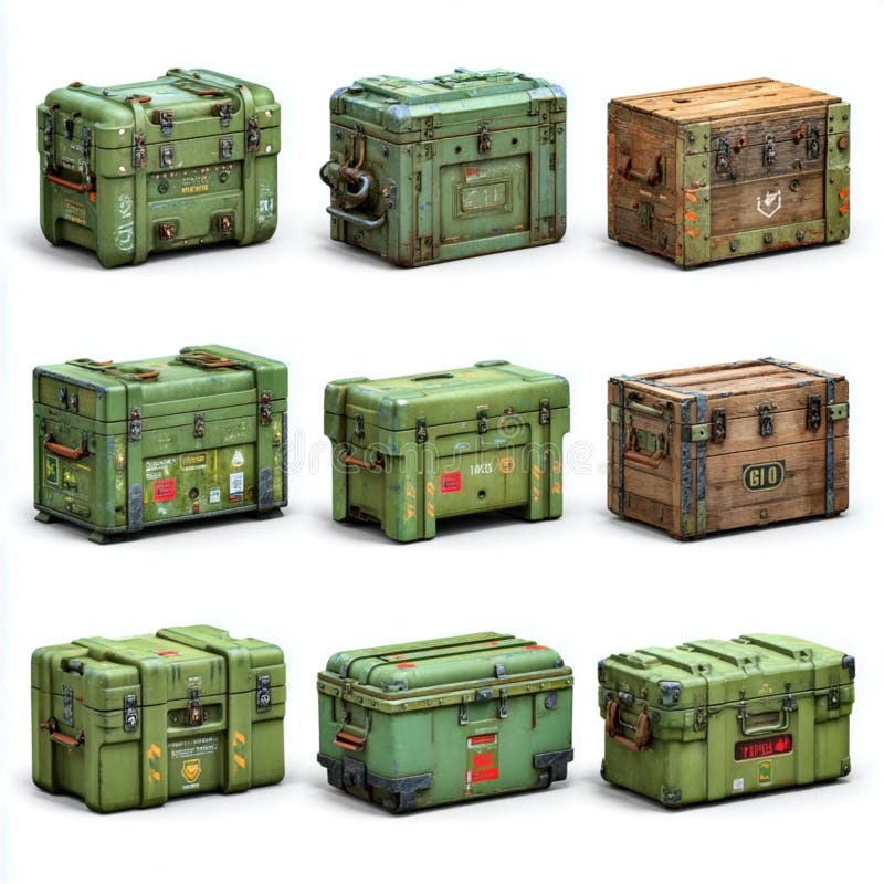 Collection of Military Style Crates and Boxes for Storage or Transport ...