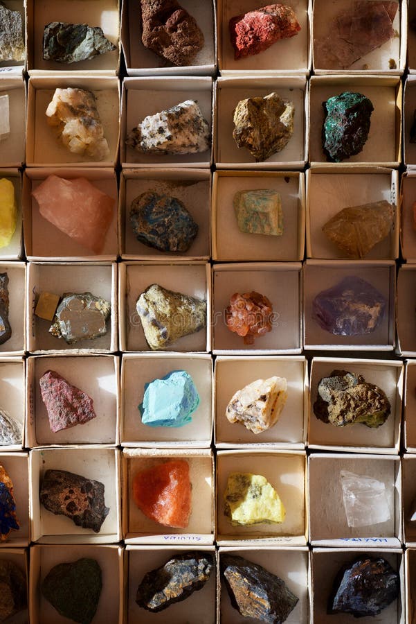 Collection from Raw Minerals and Ores with Names Stock Photo - Image of ...