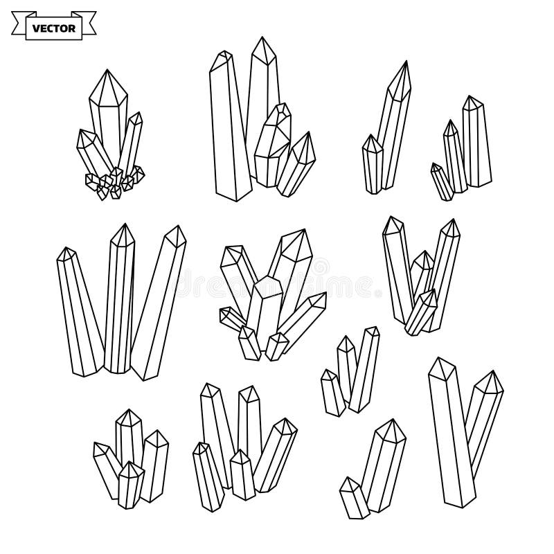Collection of Minerals and Natural Crystals Stock Vector - Illustration ...