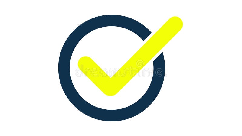 Simple Neon Yellow Checkmark Inside Navy Blue Open Circle Outline Stock ...