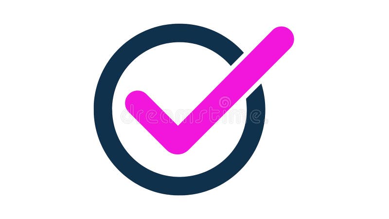 Pink Check Mark Inside Dark Blue Circle Icon Png Stock Image ...