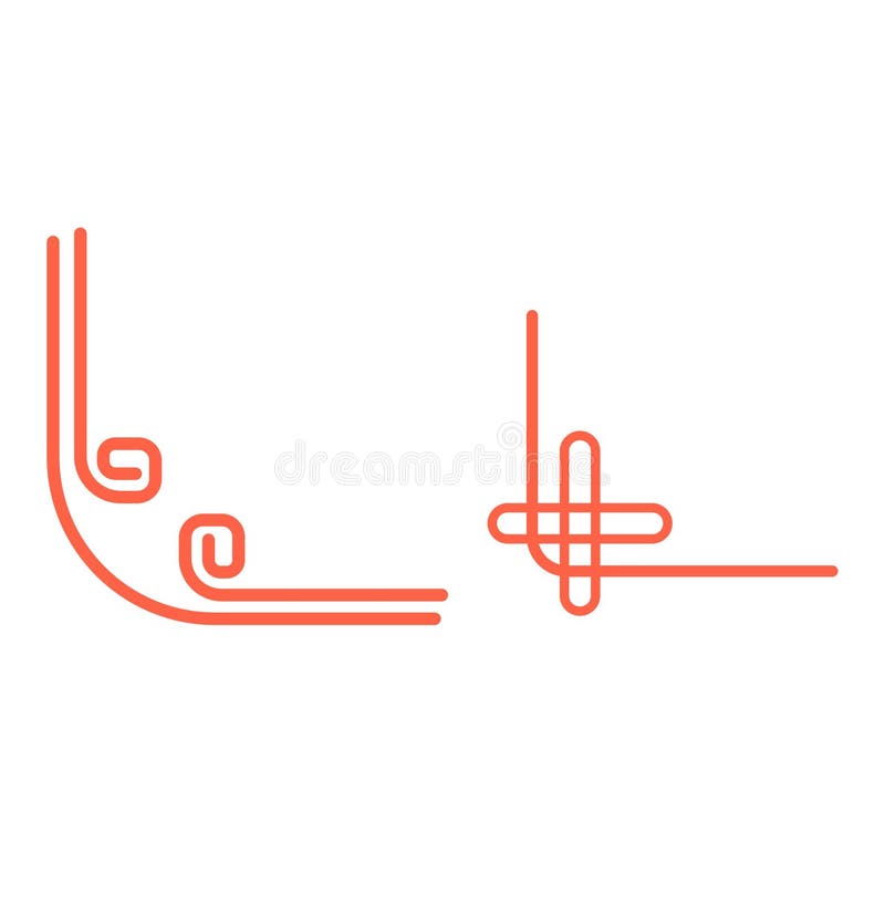 Chinese Knot Inspired Corner Line Vector Designs Stock Illustrations ...