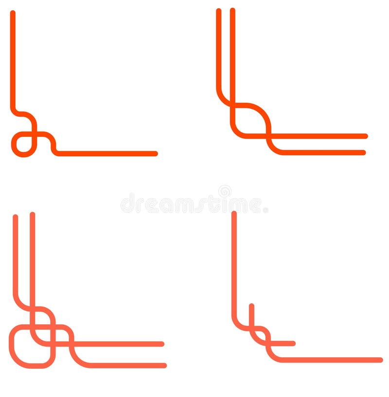 Chinese Knot Inspired Corner Line Vector Designs Stock Illustrations ...