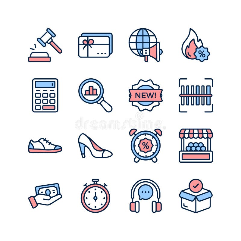 E-commerce and Retail Icons for Online Businesses Stock Illustration ...