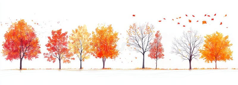 A Collection of Minimalistic Hand-drawn Tree Paintings, Viewed from the ...
