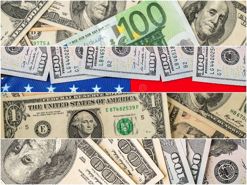 Collection of Mixed Paper Money, Dollar and Euro Stock Image - Image of ...