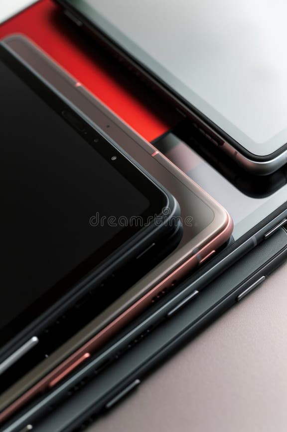 A Collection of Mobile Devices Captured from a Tight Angle Stock Image ...