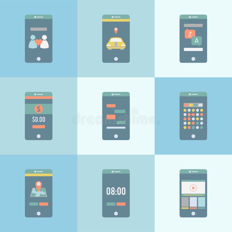 Collection of Mobile Technology Illustration Stock Illustration ...