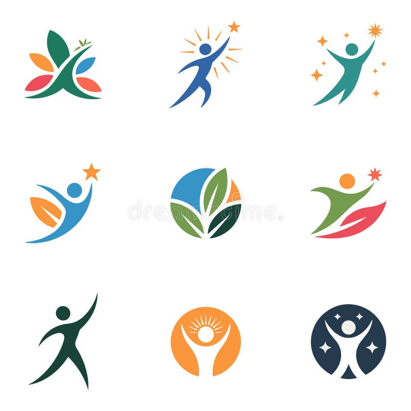 Collection of Modern and Abstract Logos Representing Wellness and Human ...