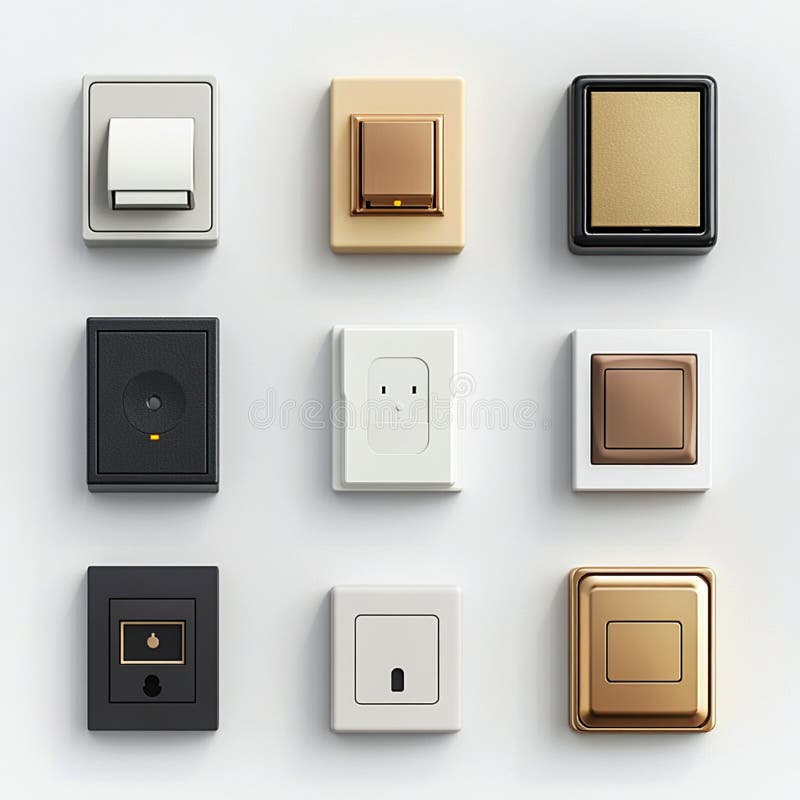Modern Elegant Light Switches Electrical Panel Design 3d Set Gold Home ...