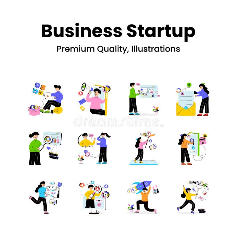 Collection of Modern Flat Design Illustrations of Business Startup ...