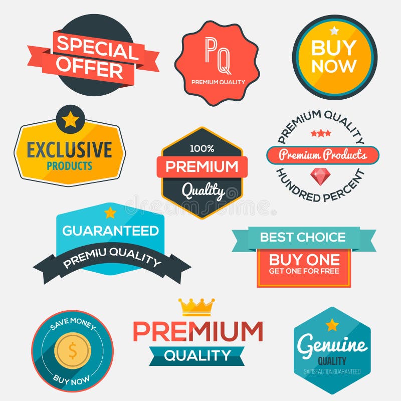 Collection of Modern, Flat Design-styled Labels and Design Stock Vector ...