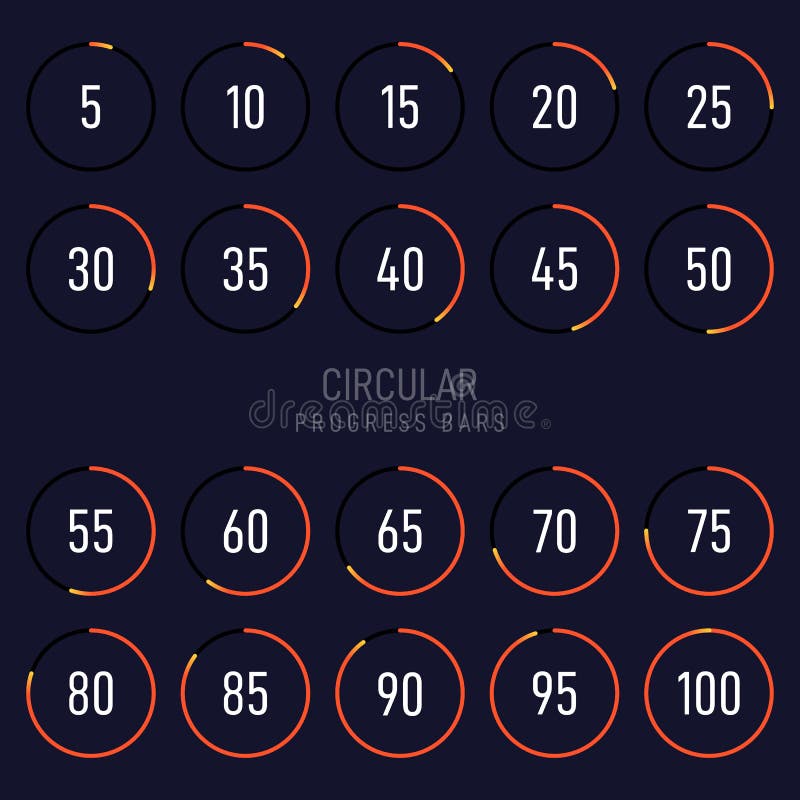 Collection Of Modern Futuristic Circular Progress Loading Bar Stock