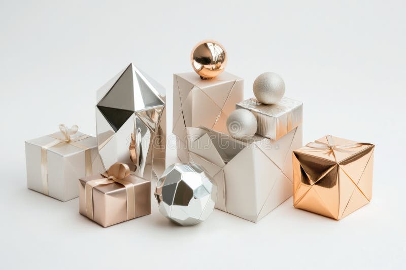 A Collection of Modern Geometric Gift Boxes in Various Sizes and ...