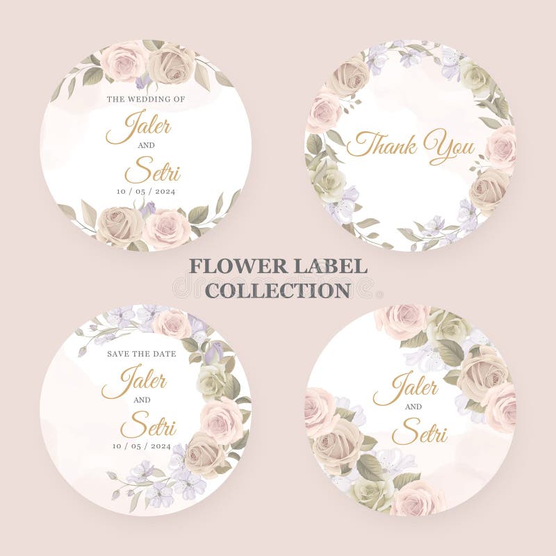 Collection of Modern Hand Drawn Floral Labels Stock Vector ...