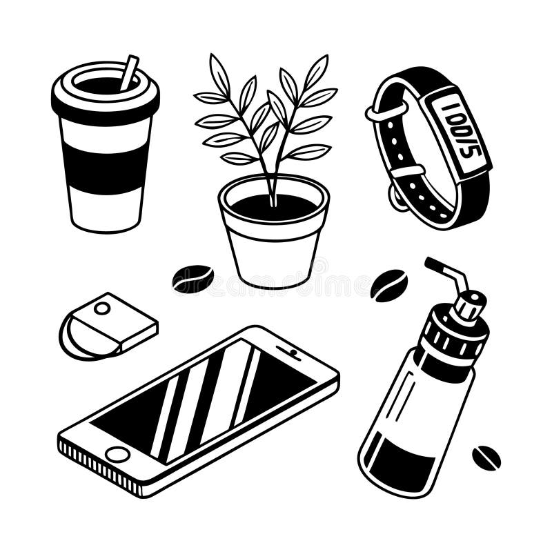 Collection of Modern Lifestyle Icons in a Minimalist Style Stock Vector ...