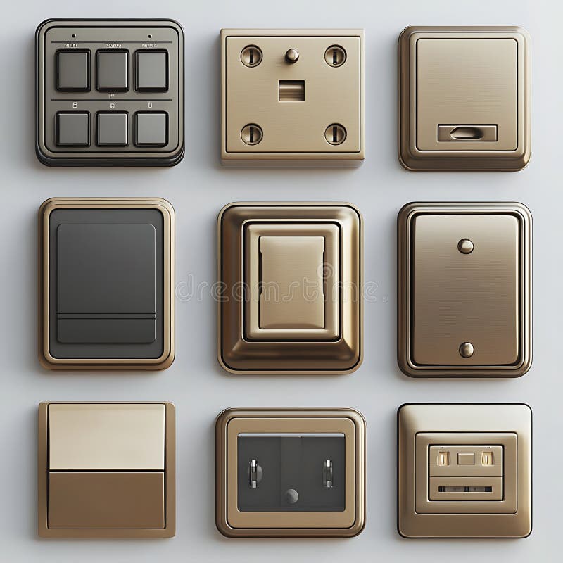 Collection of Modern Light Switches and Electrical Outlets Stock ...