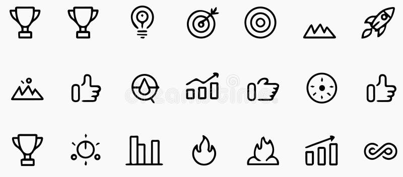 Collection of Modern Line Icons for Business Success and Growth Stock ...