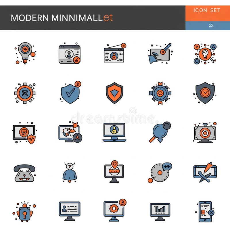 A Collection of Modern, Minimalist Icons with a Tech Theme. Design ...