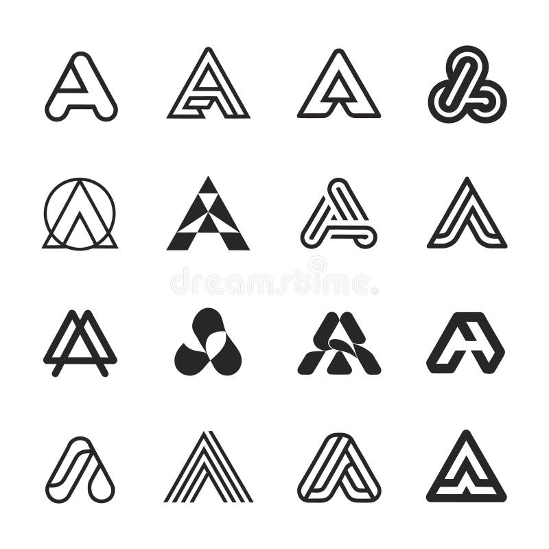 Collection of Modern Minimalist Initial Letter a Logos on Solid White ...