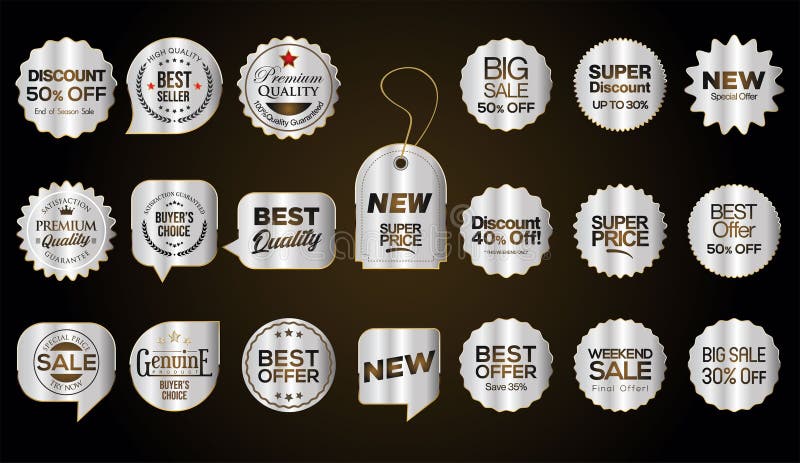 Collection of Modern SILVER New Note Label Mark Tag Stock Illustration ...