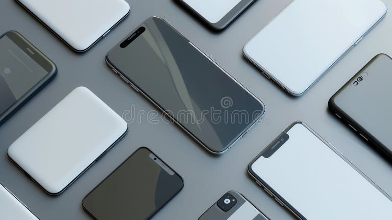 A Collection of Modern Smartphones Arranged in Different Angles on a ...