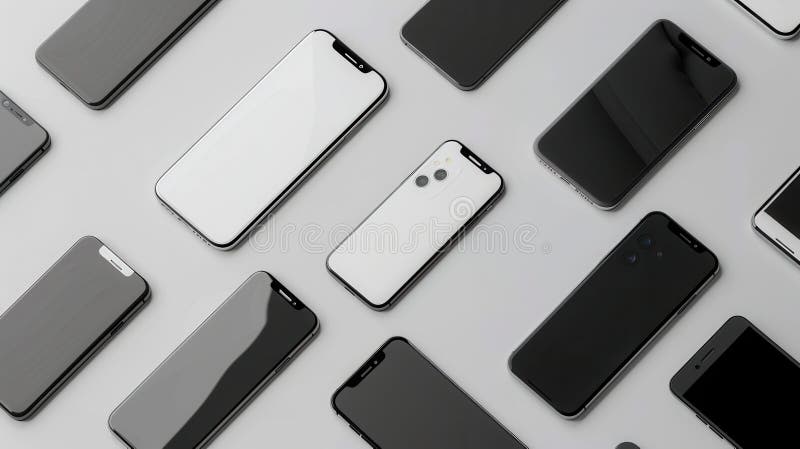 A Collection of Modern Smartphones Arranged in Different Angles on a ...