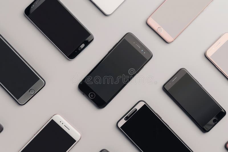 A Collection of Modern Smartphones Arranged in Different Angles on a ...