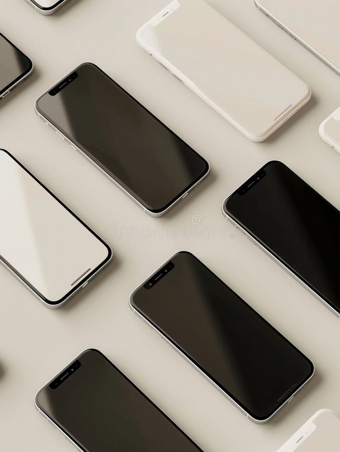 A Collection of Modern Smartphones are Arranged in Different Angles on ...