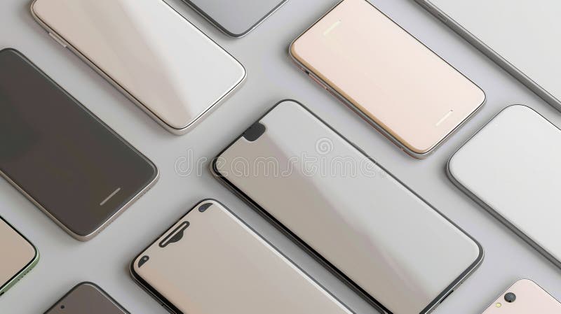 A Collection of Modern Smartphones Arranged at Different Angles on a ...