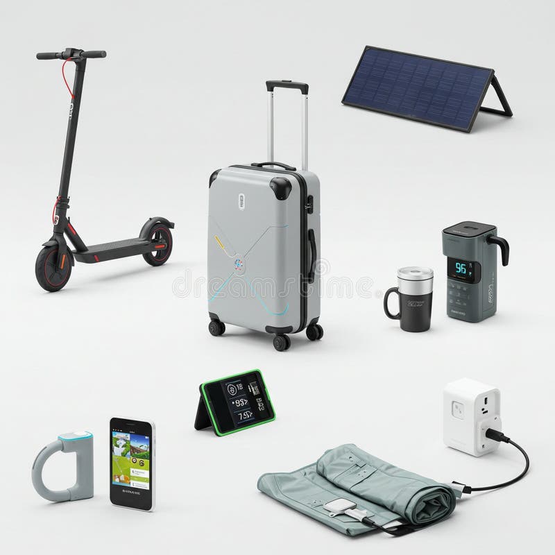 A Collection of Modern Tech Gadgets Arranged on a White Background ...