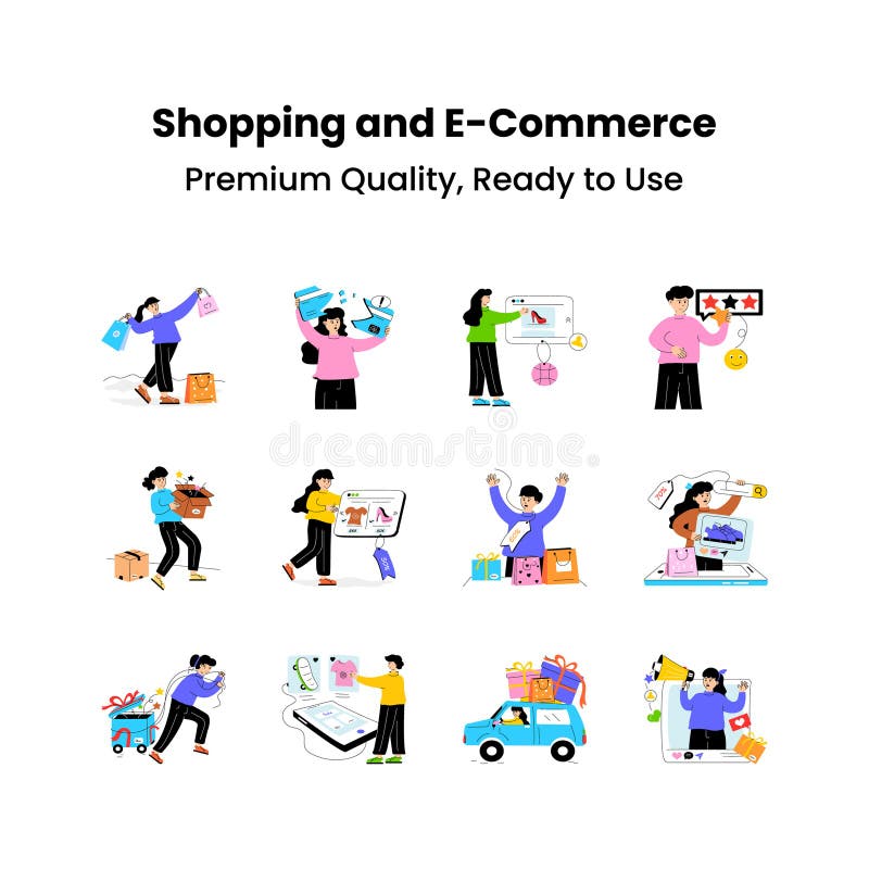 Collection of Modern Vector Design Illustrations of Shopping Sales and ...