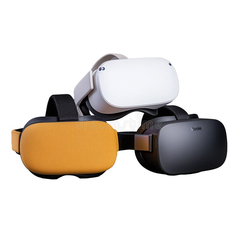 Collection of Modern VR Headsets with Different Colors on Display Stock ...