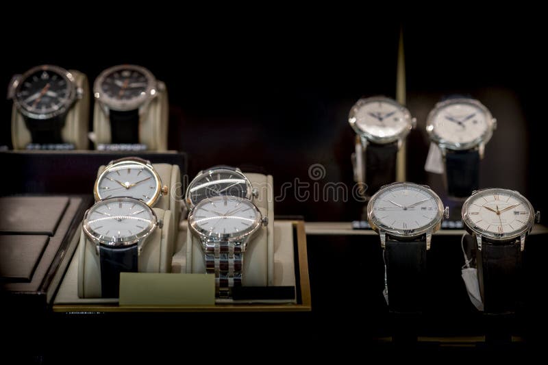 Collection of Modern Watches in the Shop Window Stock Photo - Image of ...